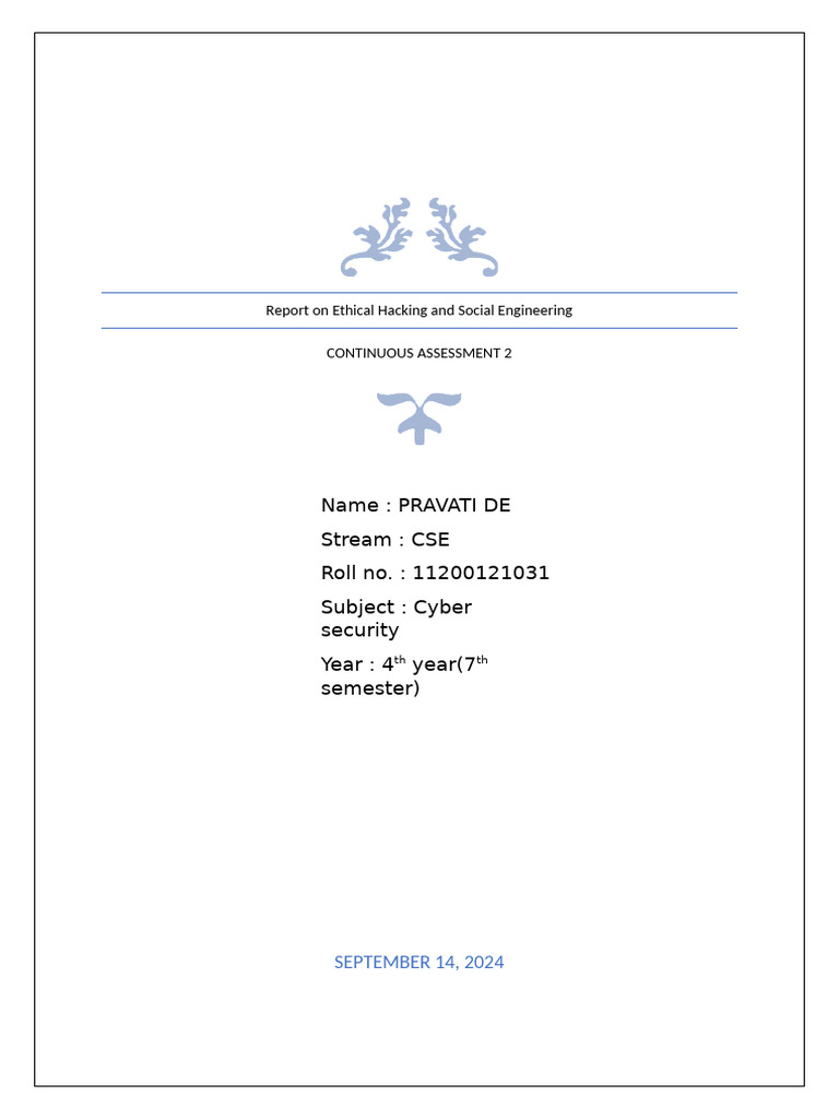 Ethical Hacking & Social Engineering Report | PDF | Security Hacker ...