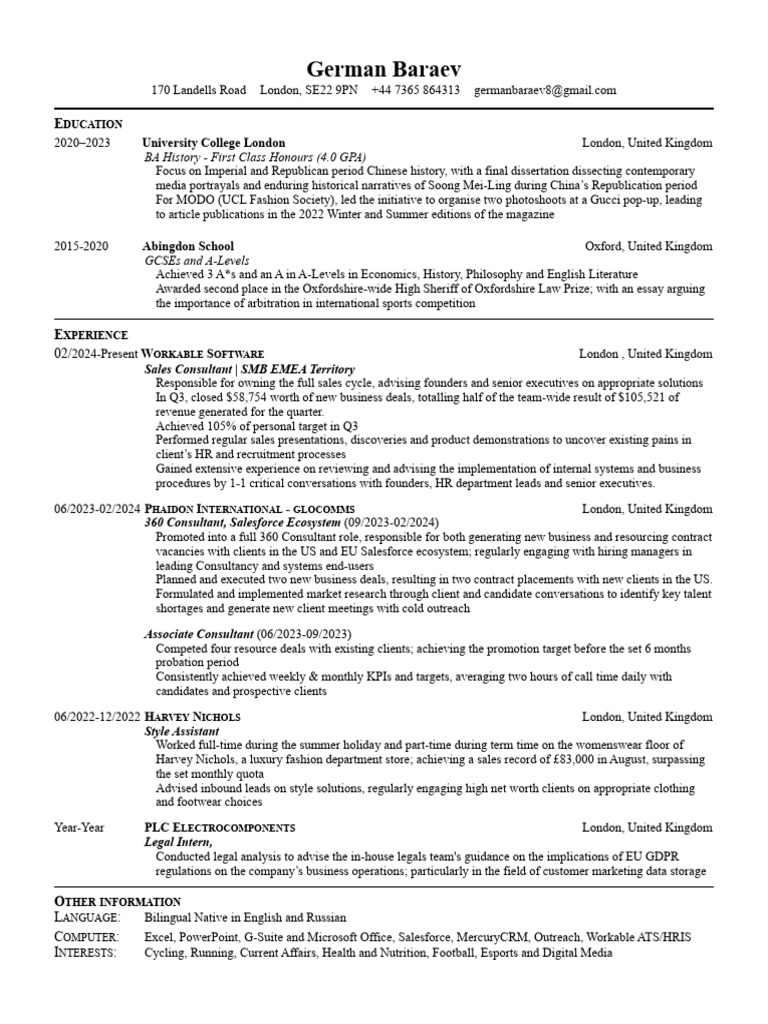 Consulting CV Template v1 | PDF | Career & Growth