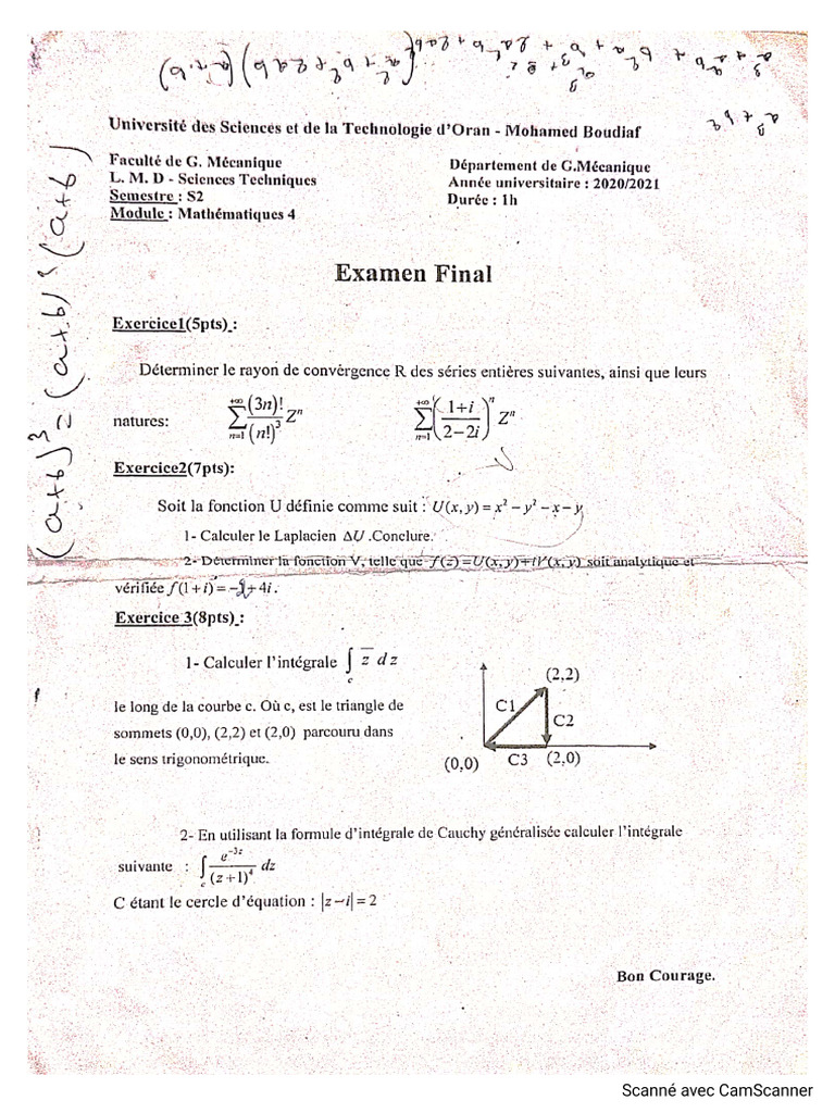 Maths4 Examen 2020 2021 | PDF