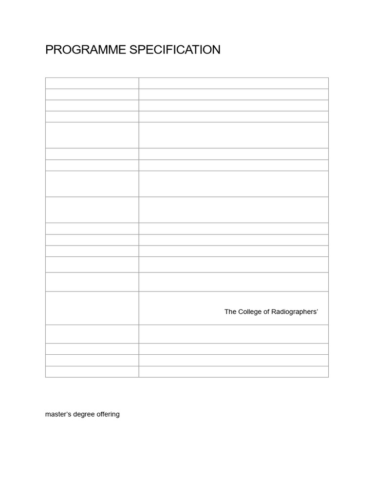 MSC Diagnostic Radiography (Pre-Registration) Programme Specification - 2023 | PDF | Criminal ...