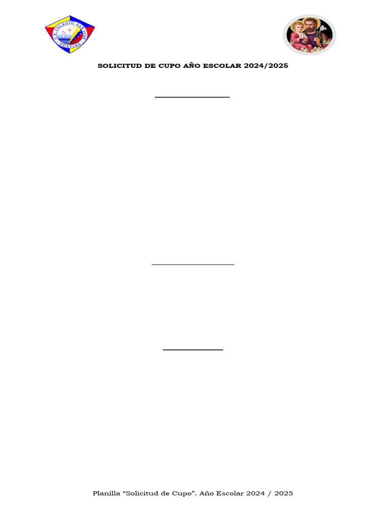 Solicitud de Cupo Escolar 2024/2025 | PDF | Documento de identidad