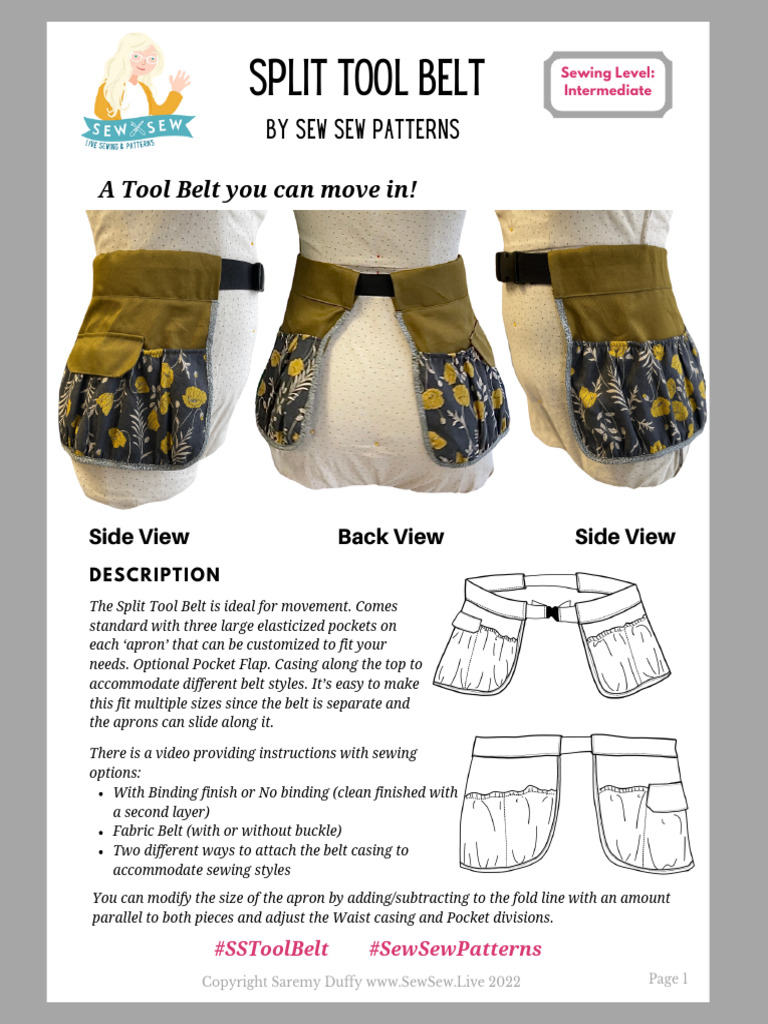 Sew Sew Split Tool Belt PDF Pattern | PDF | Seam (Sewing) | Clothing