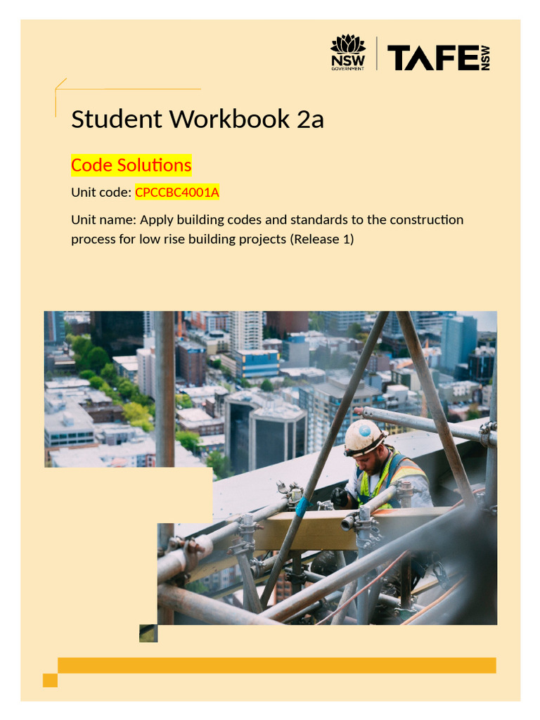 Week 1 Building Codes Notes Work Book 2a IQ CPCCBC4001A AE WKBK 2a ...