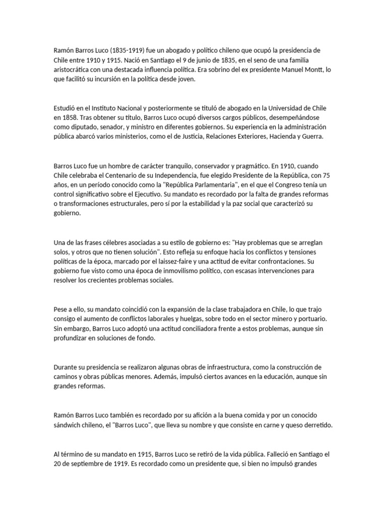 Ramón Barros Luco | PDF | Chile