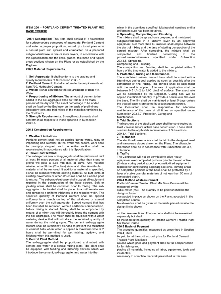 Construction Requirements and Specifications for Portland Cement ...