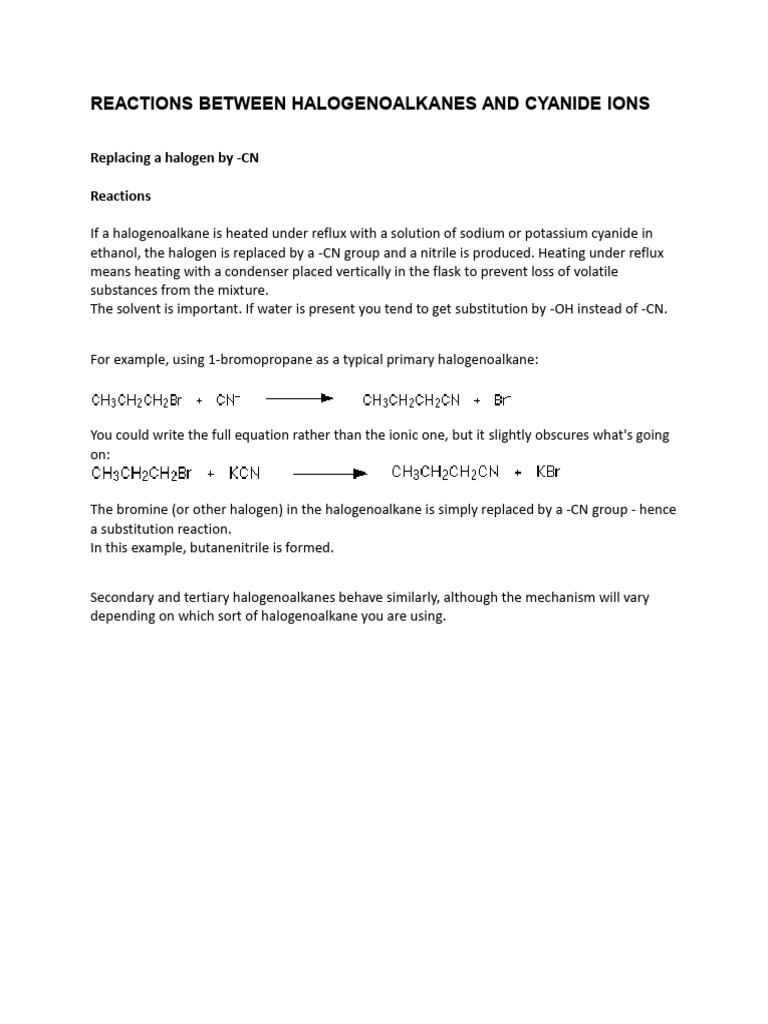 Chemical Reactions of Halogenoalkanes | PDF | Amine | Ammonium
