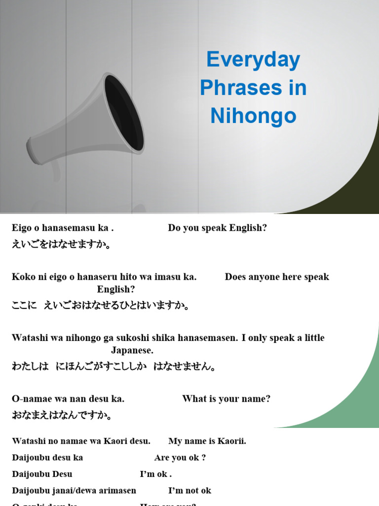 Everyday Phrases in Nihongo | PDF