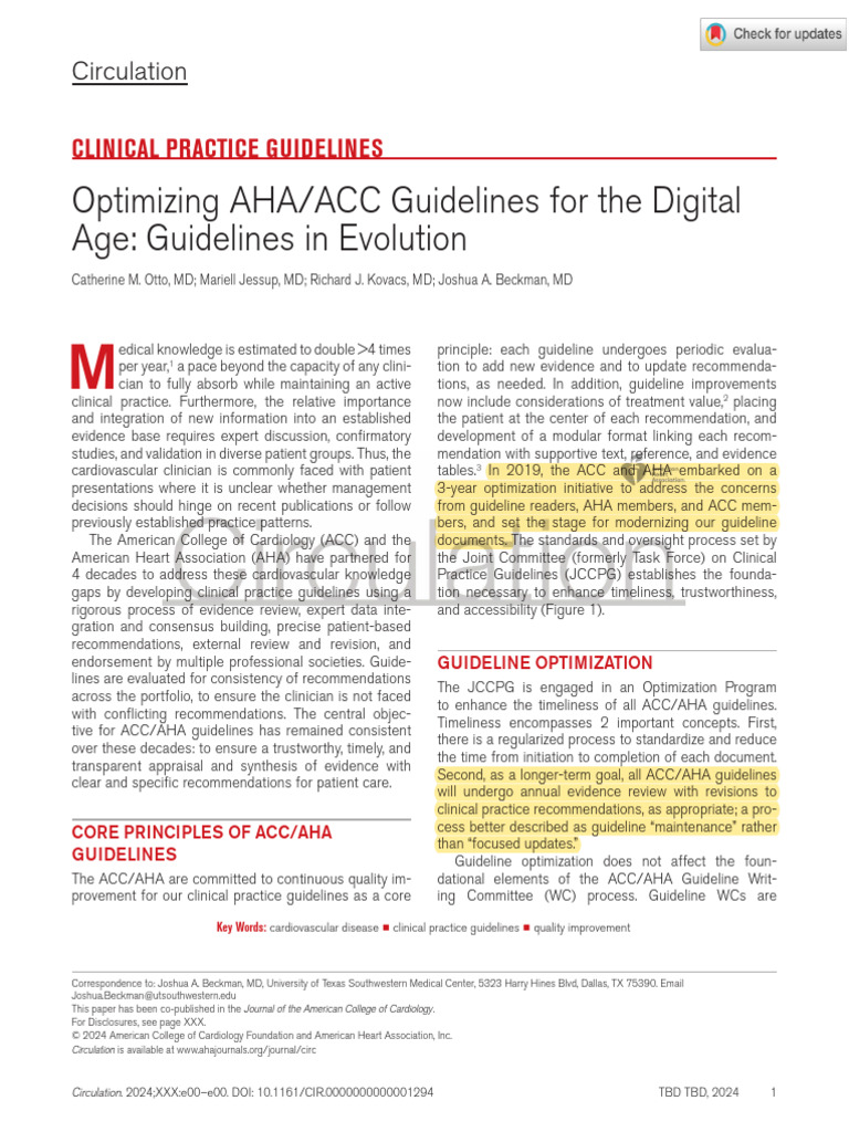 Otto C et al Optimizing Guidelines Circ 2024 | PDF | Medicine | Health Care Otto C et al Optimizing Guidelines Circ 2024 | PDF | Medicine | Health Care