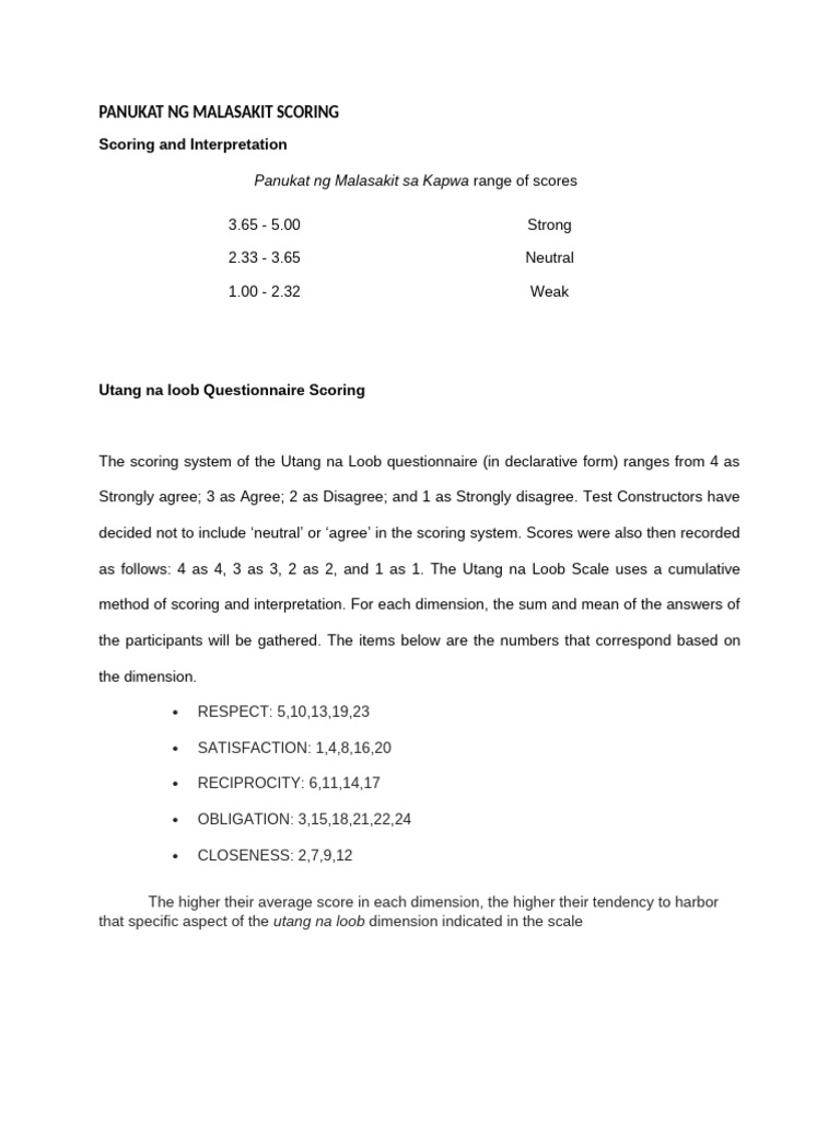 Scoring and Interpretation of Instruments | PDF