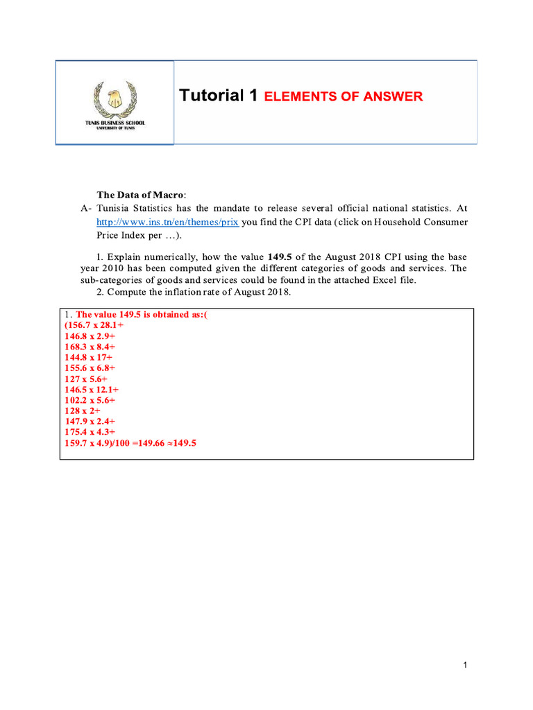 Tutorial 1 MACRO Elements of Answer | PDF