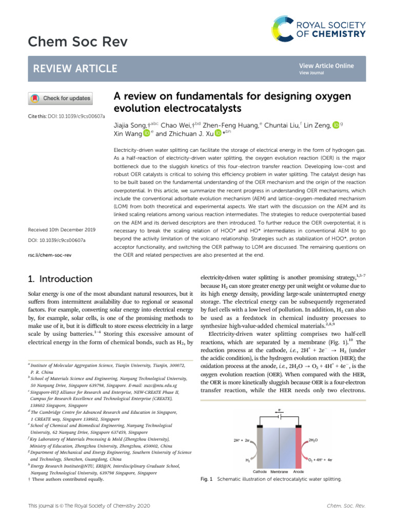 A Review On Fundamentals For Designing OER | PDF | Chemical Reactions ...