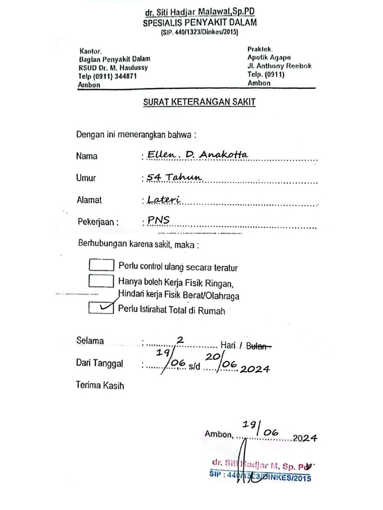 Surat Sakit Ambon | PDF