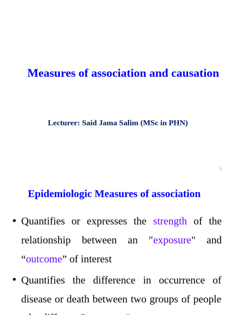 Measure of Association and Causation | PDF | Relative Risk | Odds Ratio