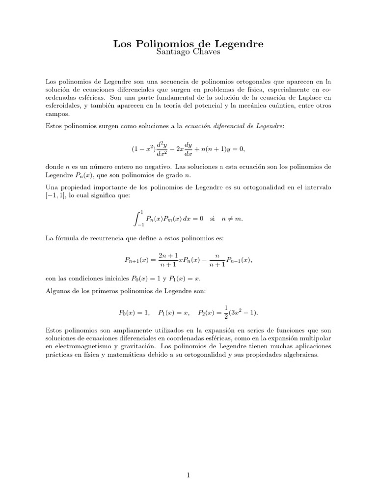 Polinomios de Legendre y sus Aplicaciones | PDF