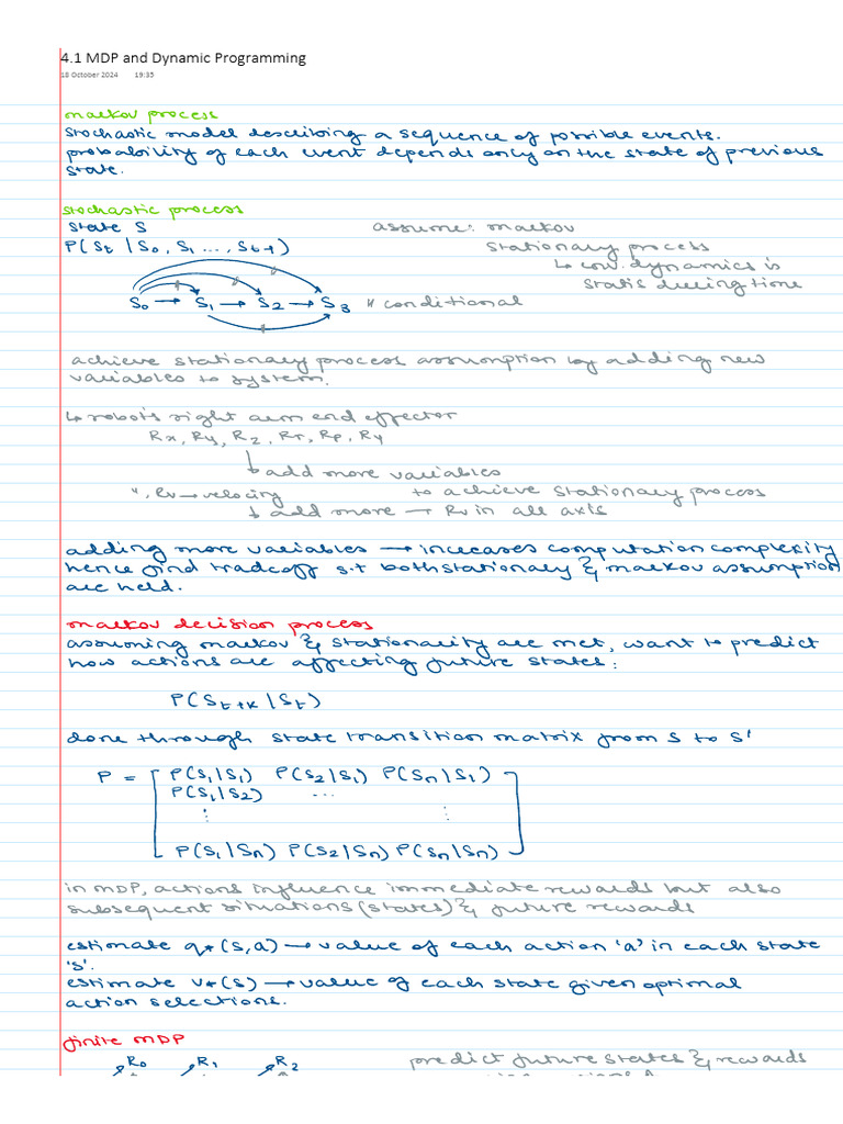 4.1 MDP and Dynamic Programming | PDF 4.1 MDP and Dynamic Programming | PDF