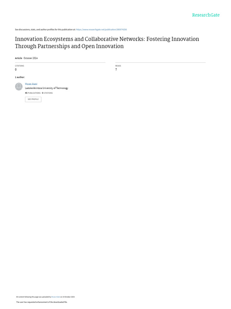 Innovation Ecosystems and Collaborative Networks | PDF | Innovation | Collaboration