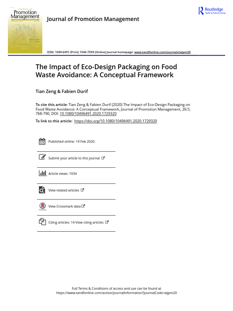 The Impact of Eco-Design Packaging On Food Waste Avoidance A Conceptual ...