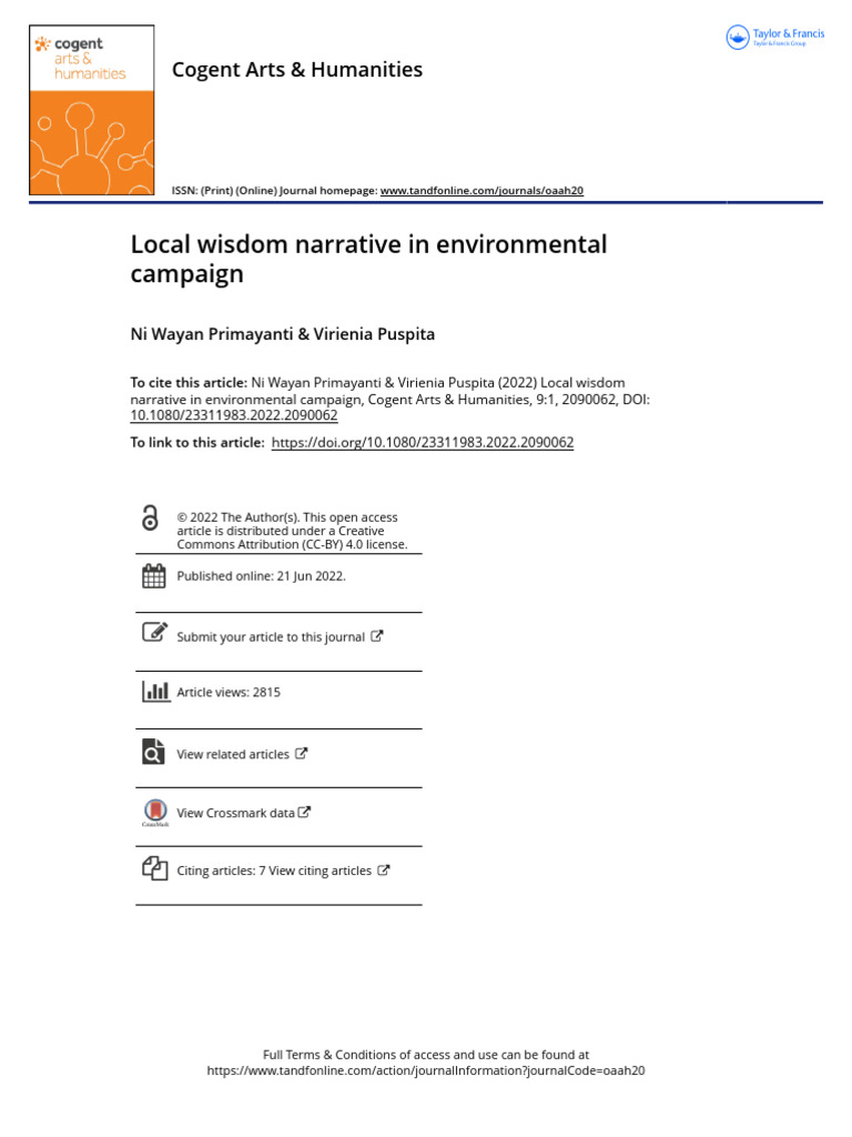 Local Wisdom Narrative in Environmental Campaign | PDF | Narrative | Bali