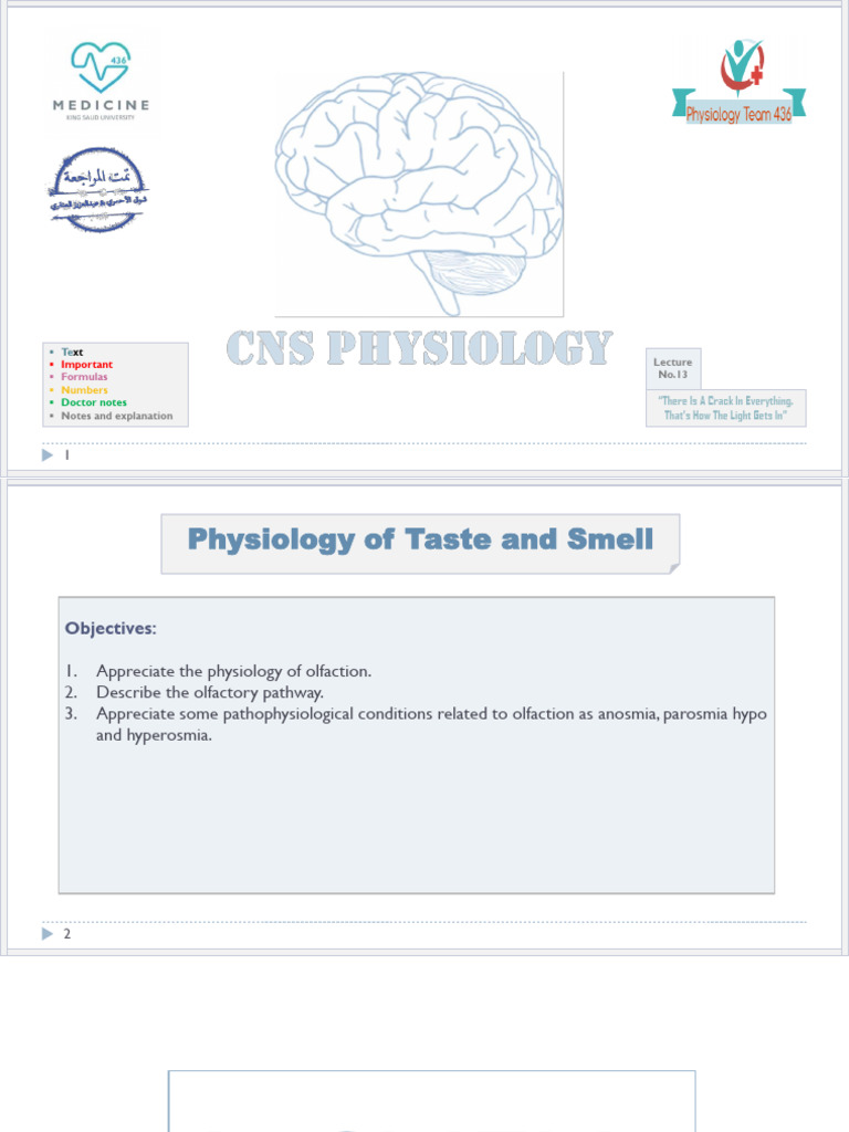 Physiology of Taste and Smell | PDF | Taste | Olfactory System