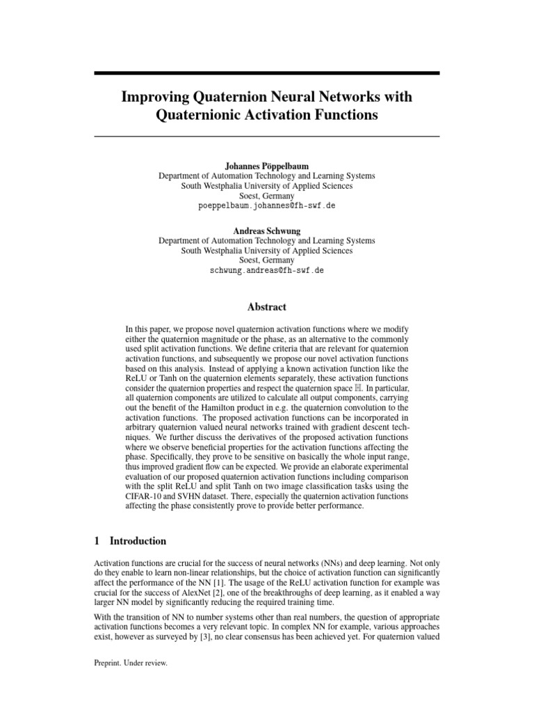 QCNN Activations | PDF | Artificial Neural Network | Function (Mathematics)