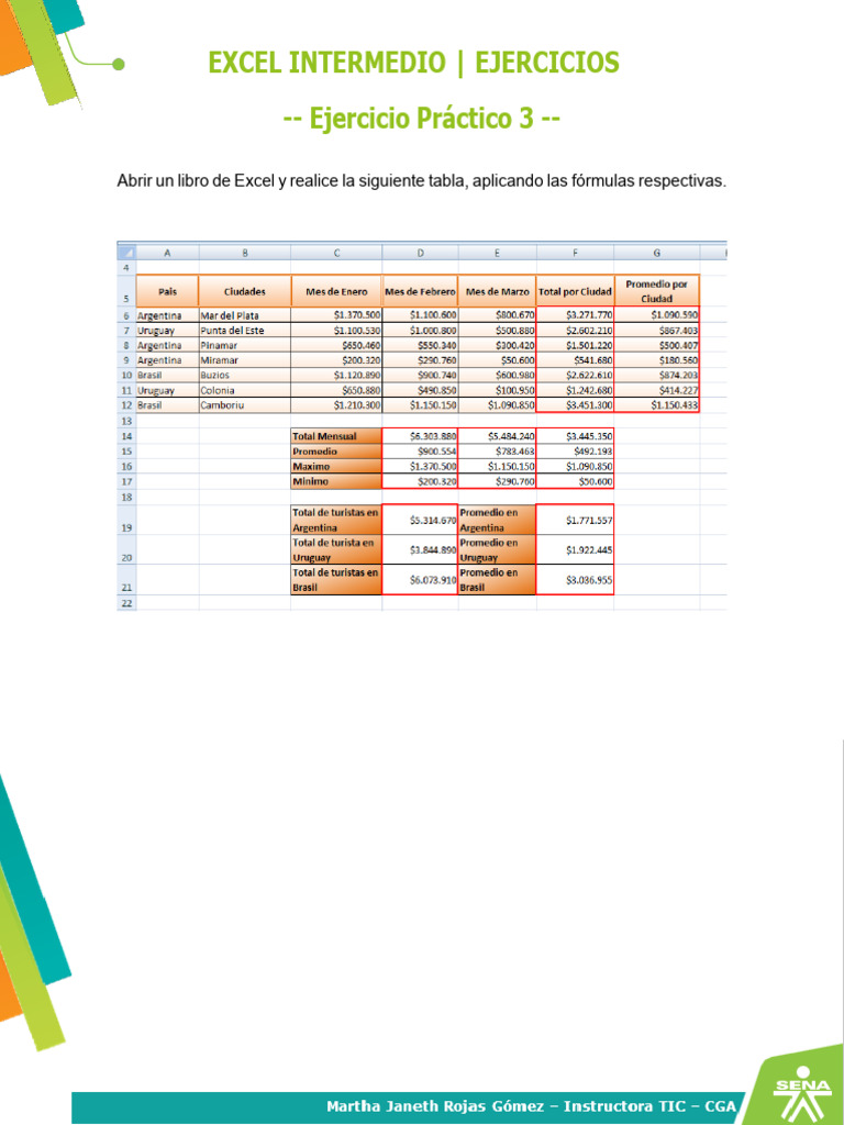 Ejerc 3 Excel Intermedio | PDF | Métodos y materiales de enseñanza | Ciencia y matemáticas
