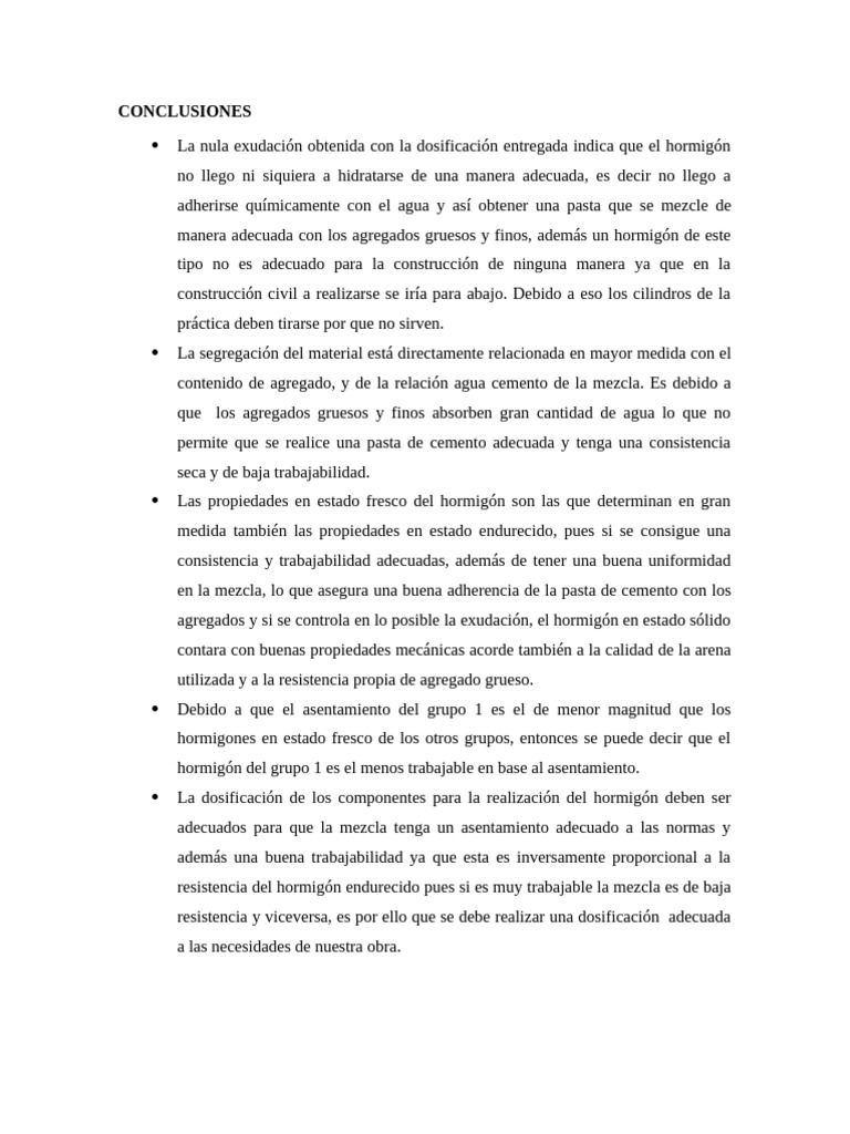 CONCLUSIONES informe 8 | PDF