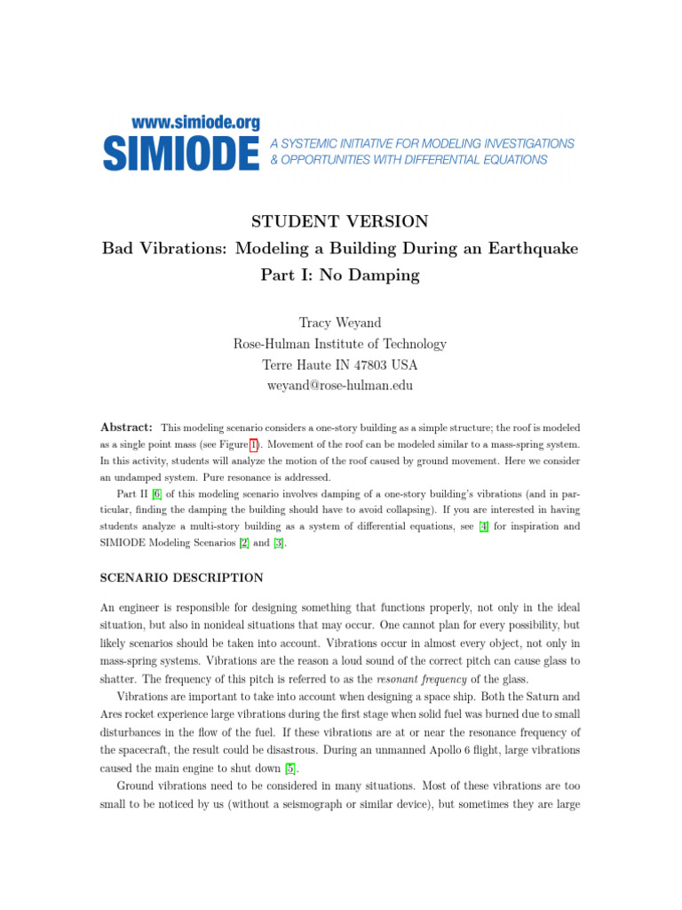 3-072-S-EarthQuake Part I-StudentVersion | PDF | Resonance | Physical Quantities