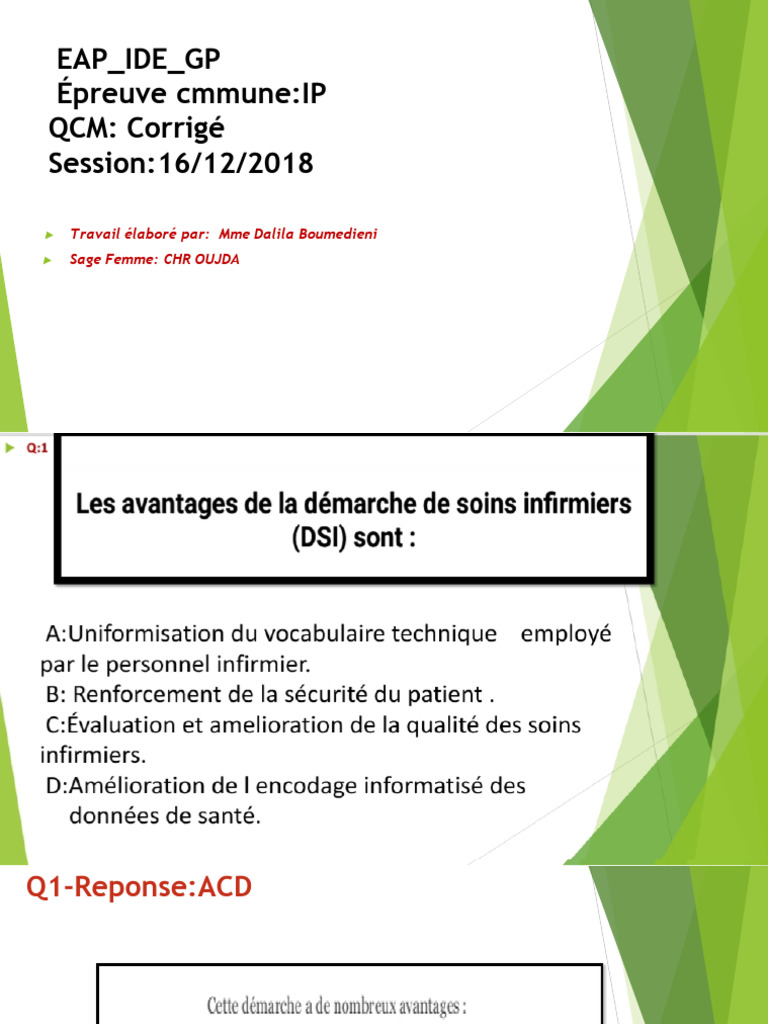 QCM Corrig Des IP (Commun) - 1 | PDF | Douleur | Hôpital