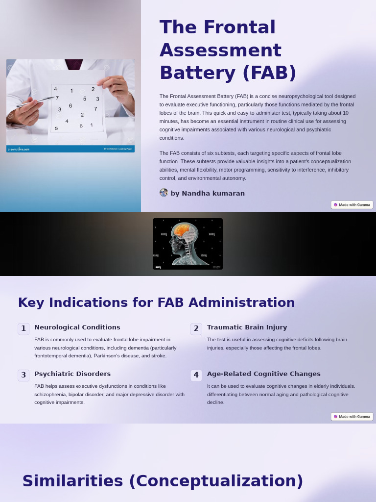 Frontal Lobe Function Test Guide | PDF | Neurology | Dementia