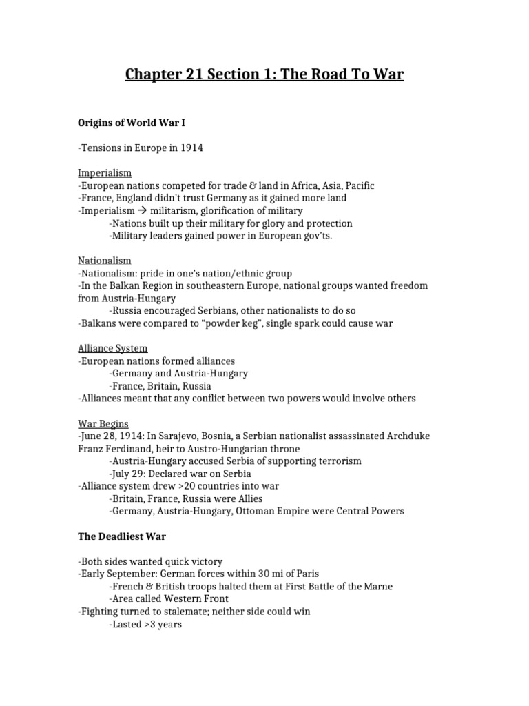 Chapter 21 Section 1 | PDF | Austria Hungary | U Boats