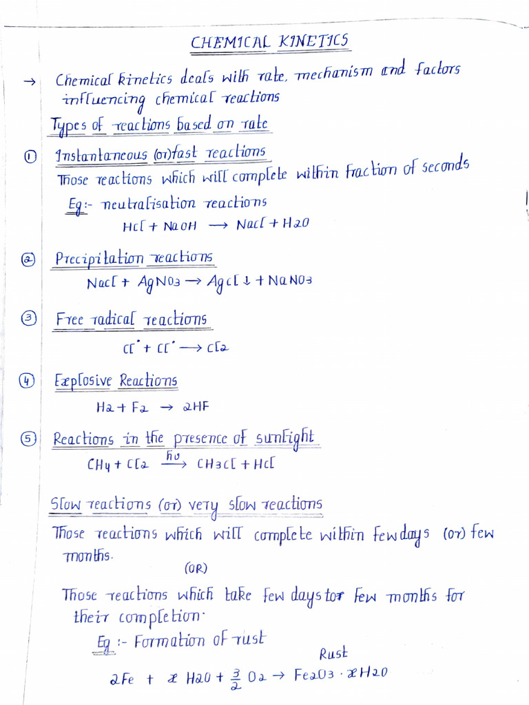 CHEMICAL KINETICS FULL CHAPTER | PDF | Chemical Reactions | Unit Processes