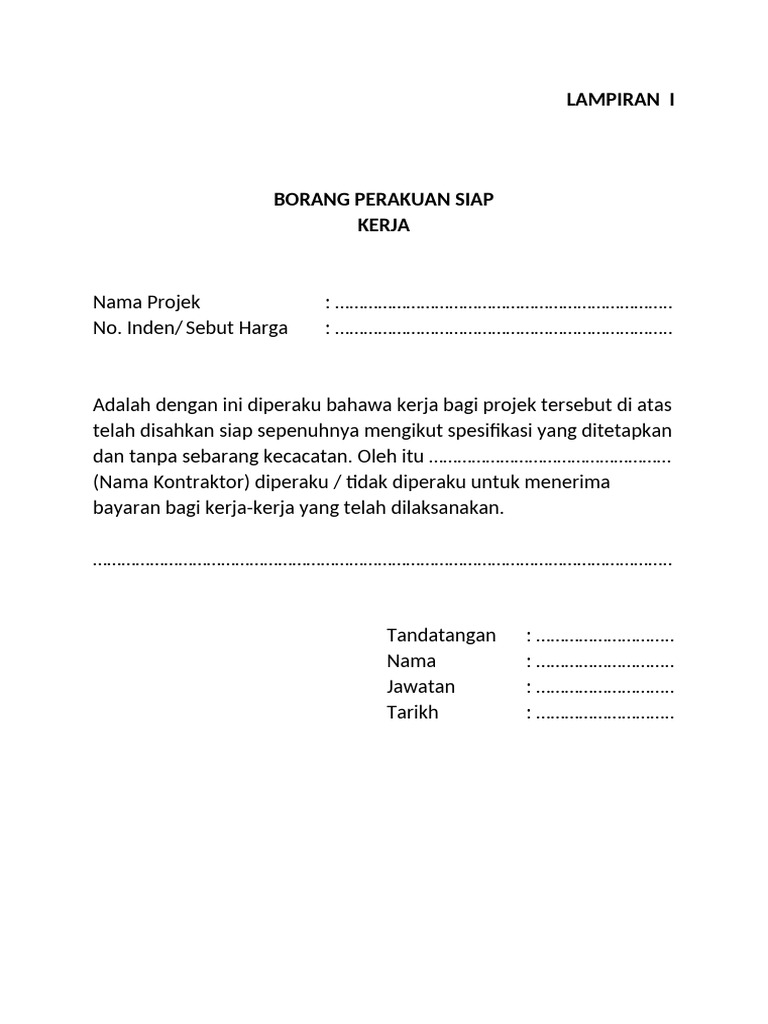 Borang Perakuan Siap Kerja | PDF