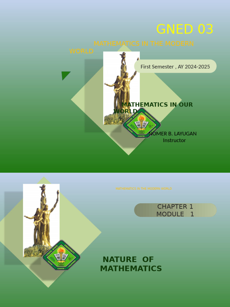 Chap 1 Part 1 GNED 03 PPT 2024 2025 | PDF | Mathematics | Pattern