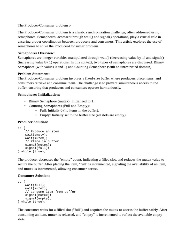 Producer Consumer | PDF