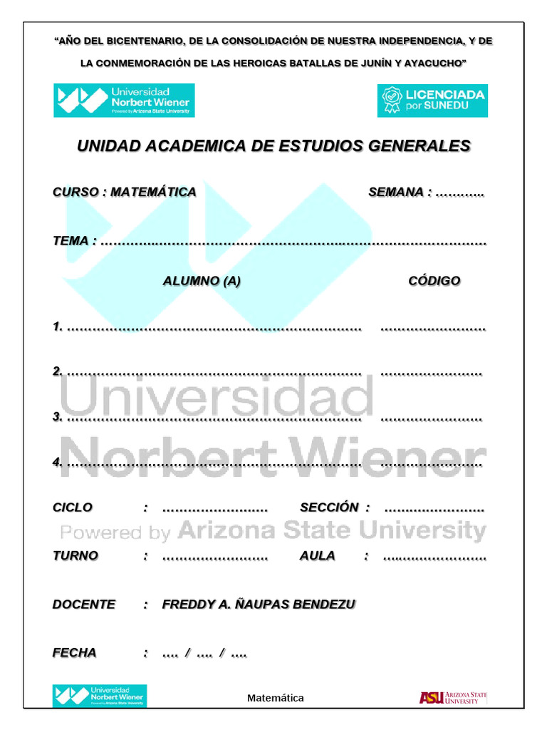 Caratula Grupal 2024-1 (Formato-Matemática) | PDF