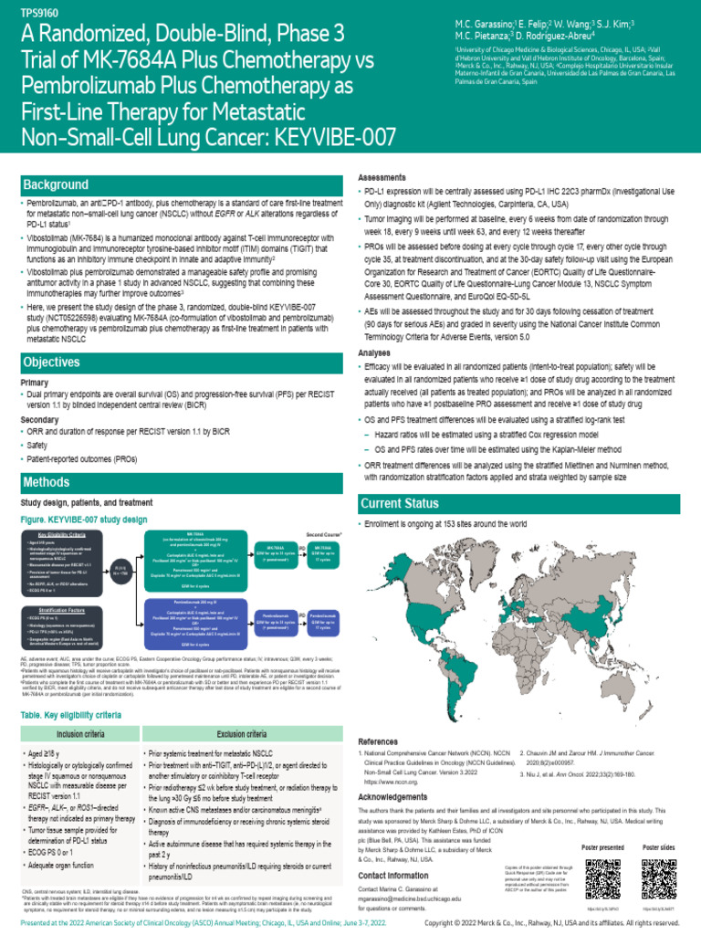 Garassino KV-007 TIP ASCO 2022 Poster Presented | PDF | Phases Of ...
