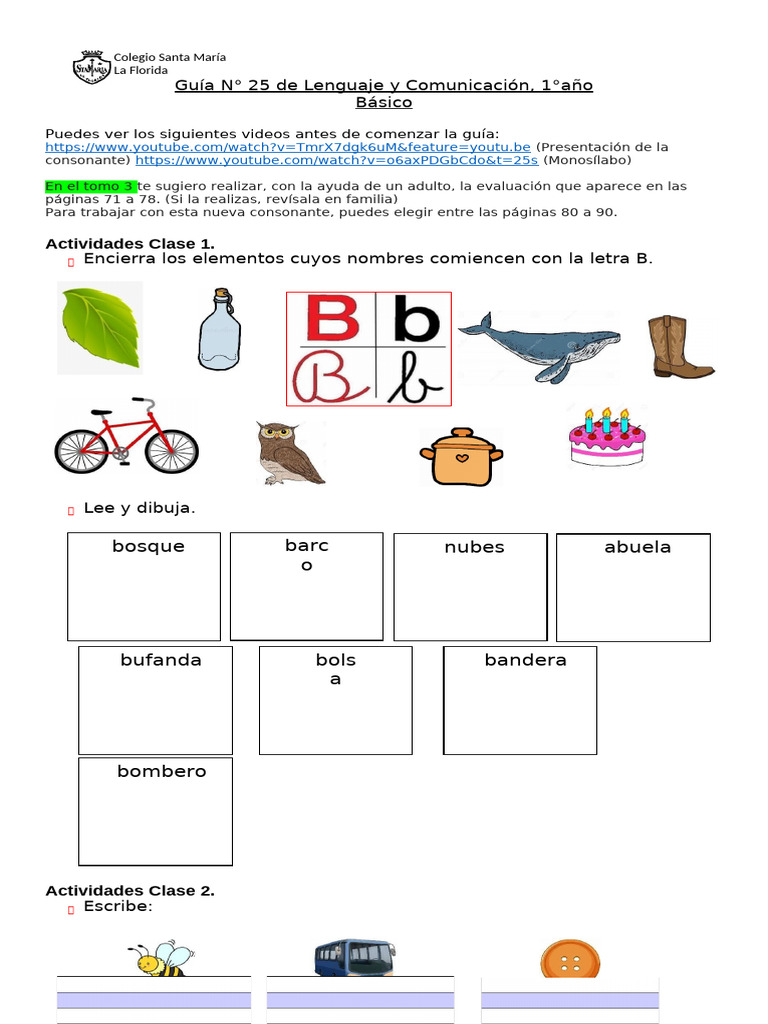 1 Basico Lenguaje Guia 25 Profesoras Primeros Basicos Copia Pdf