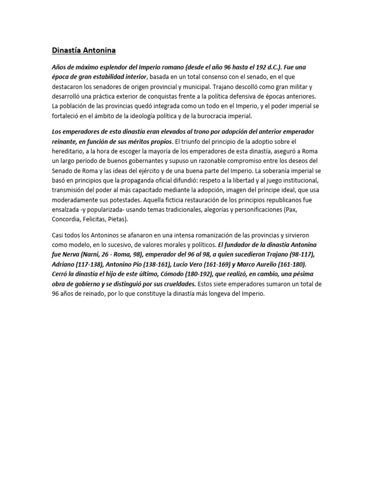 Dinastía Antonina: Auge y Gobernantes | PDF | Historia