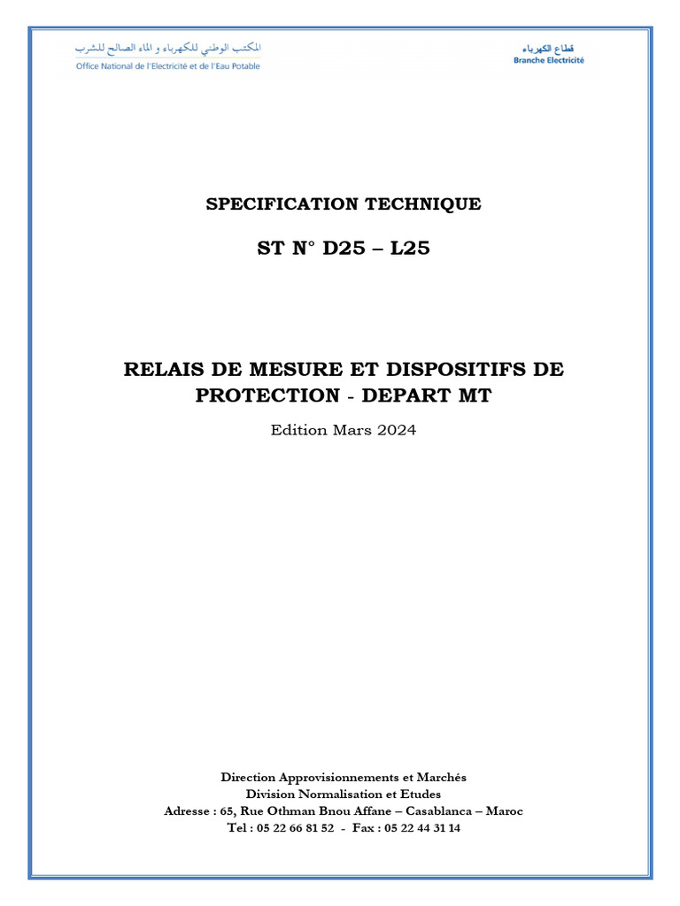 Relais de Mesure et Protection MT - ST D25-L25 | PDF | Compatibilité ...