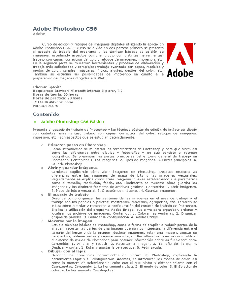 Adobe-Photoshop-CS6 | PDF | Adobe Photoshop | Procesamiento de imágenes