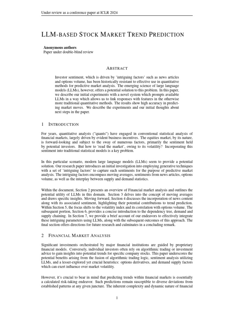 8637 LLM Based Stock Market Trend P | PDF | Vix | Option (Finance)