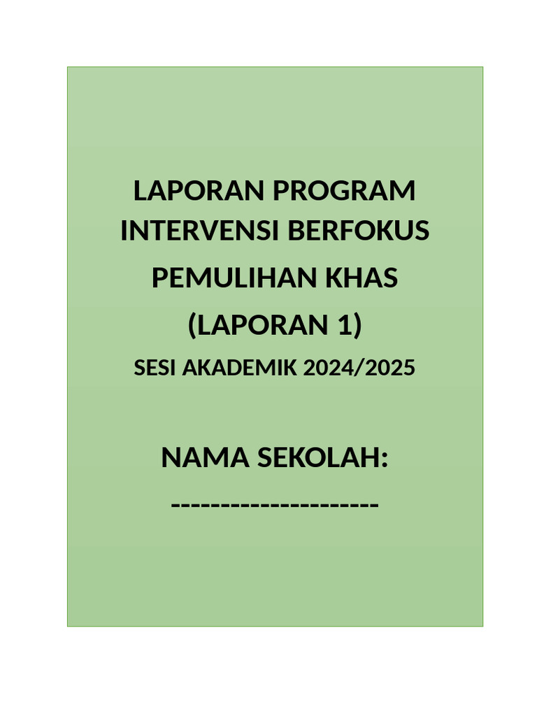 Laporan Intervensi Pemulihan Khas | PDF | Karier & Perkembangan | Sains & Matematika