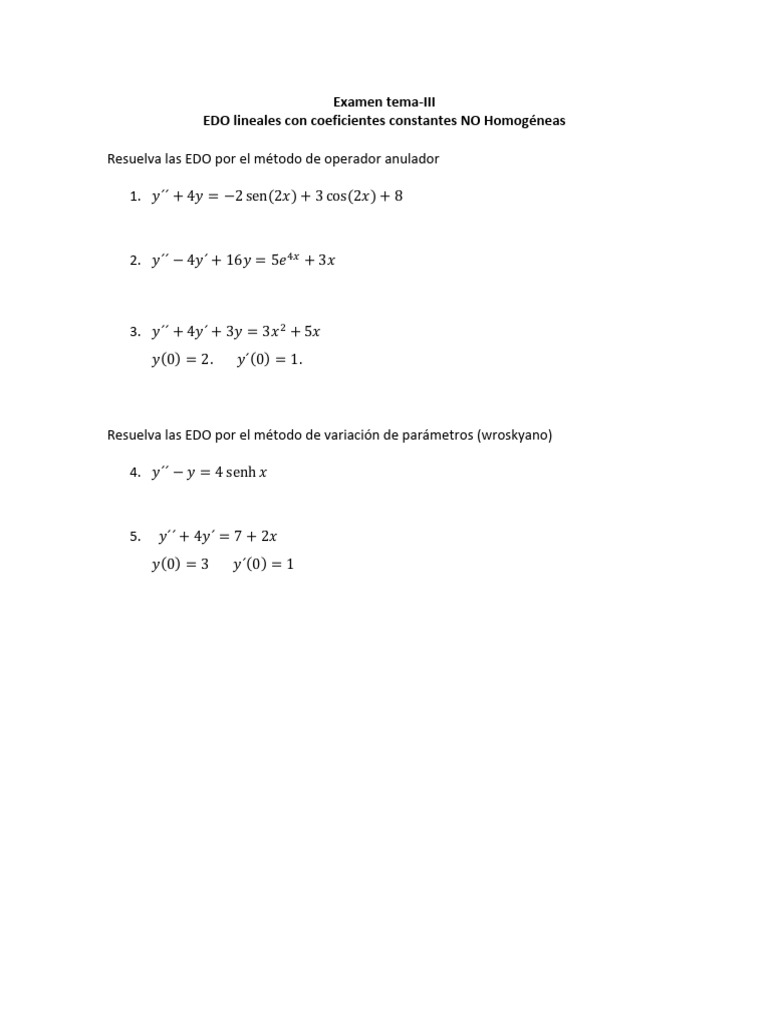 Examen EDO Tema-III Normal | PDF