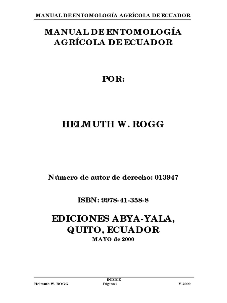 Manual Entomologia Agricola Del Ecuador | PDF | Control biológico de ...