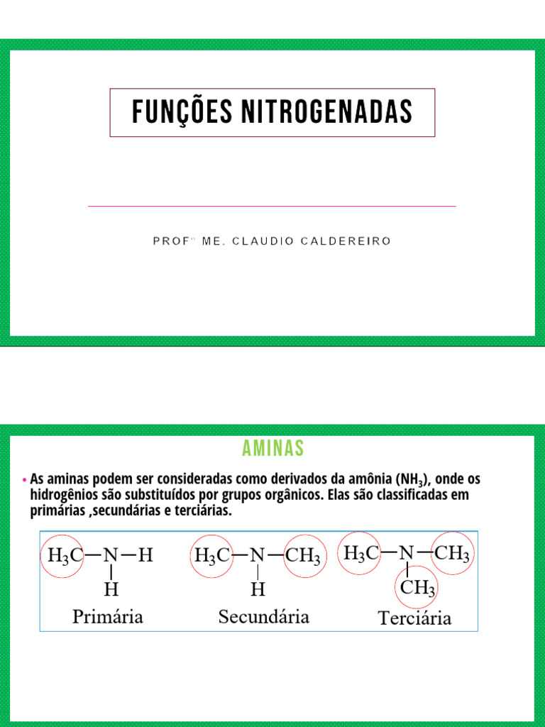 Funções Nitrogenadas | PDF | Amina | Amida