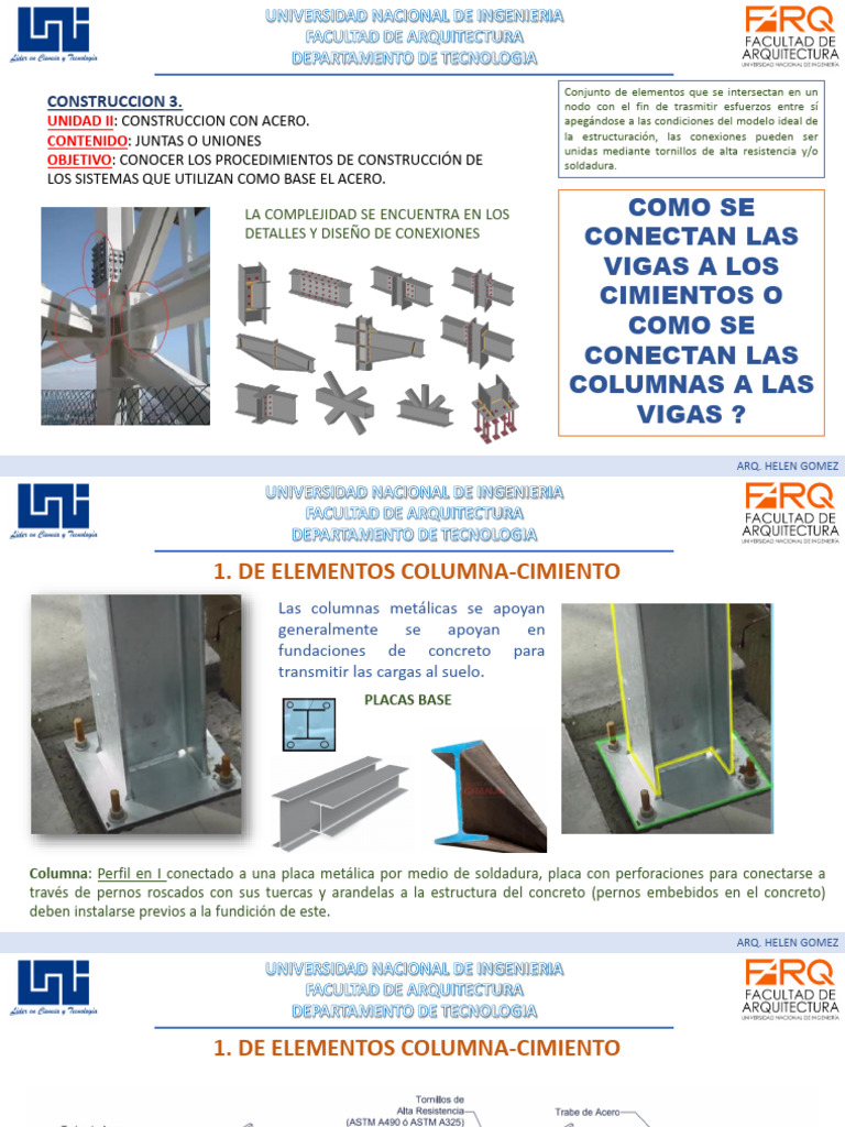 Tipos de Uniones en Acero Estructural | PDF | Tornillo | Columna