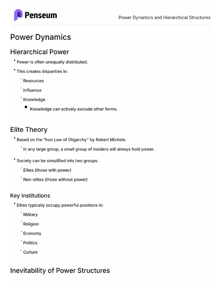Power Dynamics and Hierarchical Structures | PDF