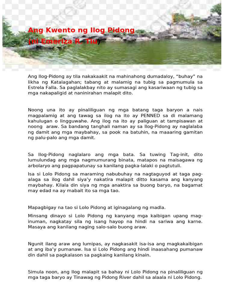 Ang Kwento NG Ilog Pidong | PDF