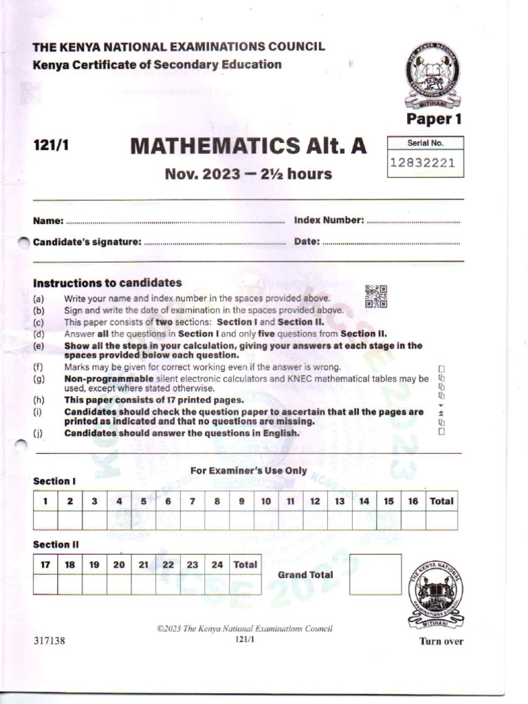 Mathematics Paper 1 | PDF