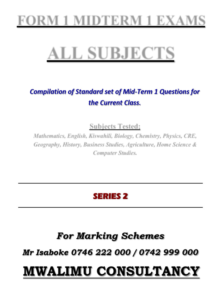 Form 1 Midterm Exam Questions Compilation | PDF | Chemistry